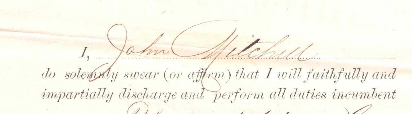 John Mitchell's Oath of Office, 1870
