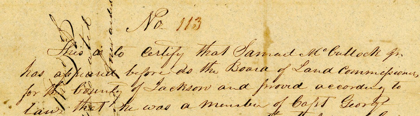 Land Certificate of Samuel McCulloch 1838 | Bullock Texas State History ...