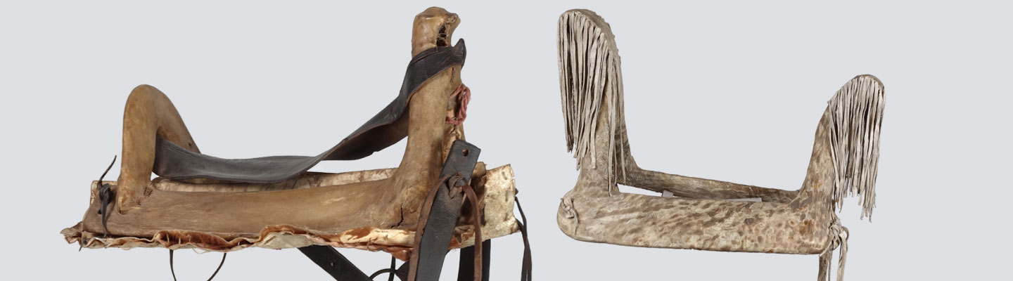Comanche Man's Saddle, 1885 and Woman's Saddle, 1860-1875