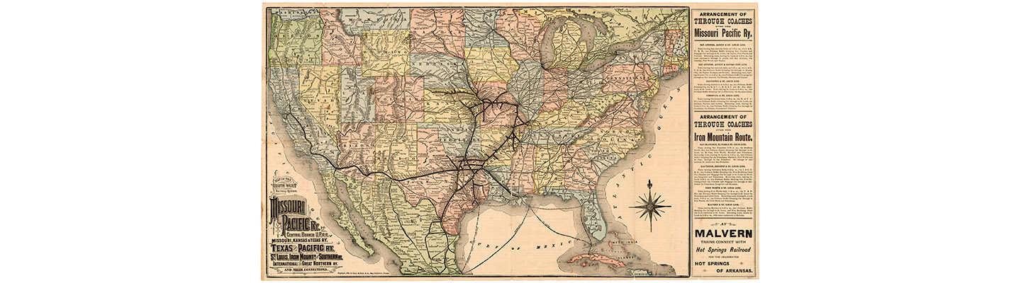 Map of the Southwest Railway System | Bullock Texas State History Museum