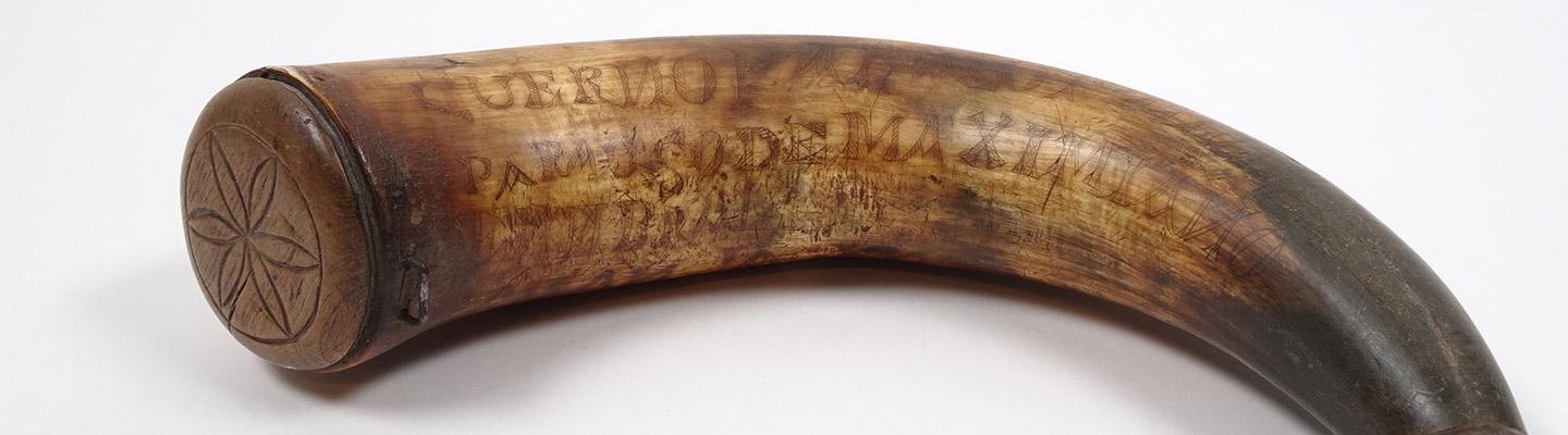 Scrimshaw powderhorn | Bullock Texas State History Museum